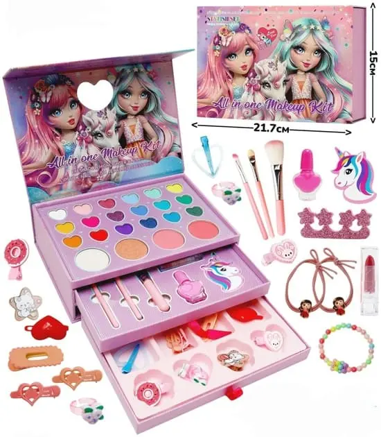 Adorable 3 Layers Makeup & Jewellery Set For Kids - Gift4u.Pk
