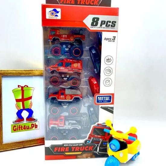 Key Launcher Fire Trucks Metal Cars For Kids - Gift4u.Pk