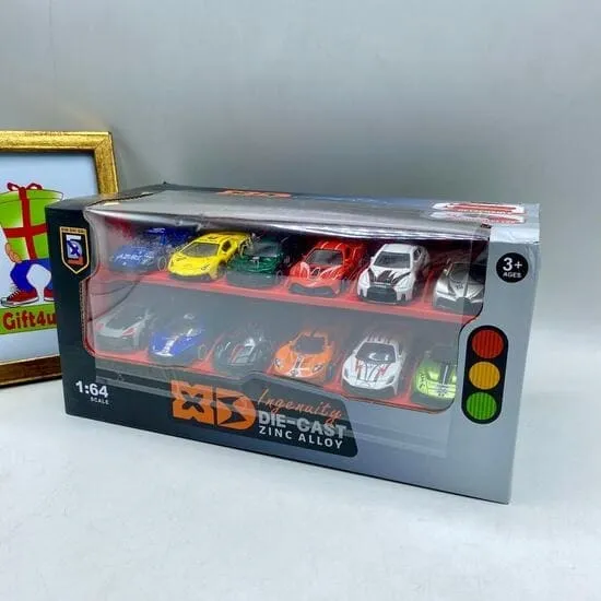 18 Pcs Die-Cast Sports Cars Set With Display Stand - Gift4u.Pk