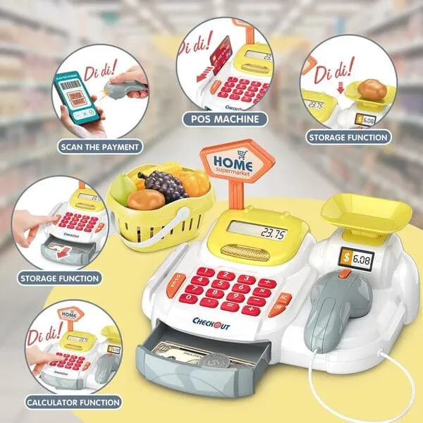 Supermarket Electric Cash Register Play Set - Gift4u.Pk