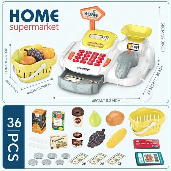Supermarket Electric Cash Register Play Set - Gift4u.Pk